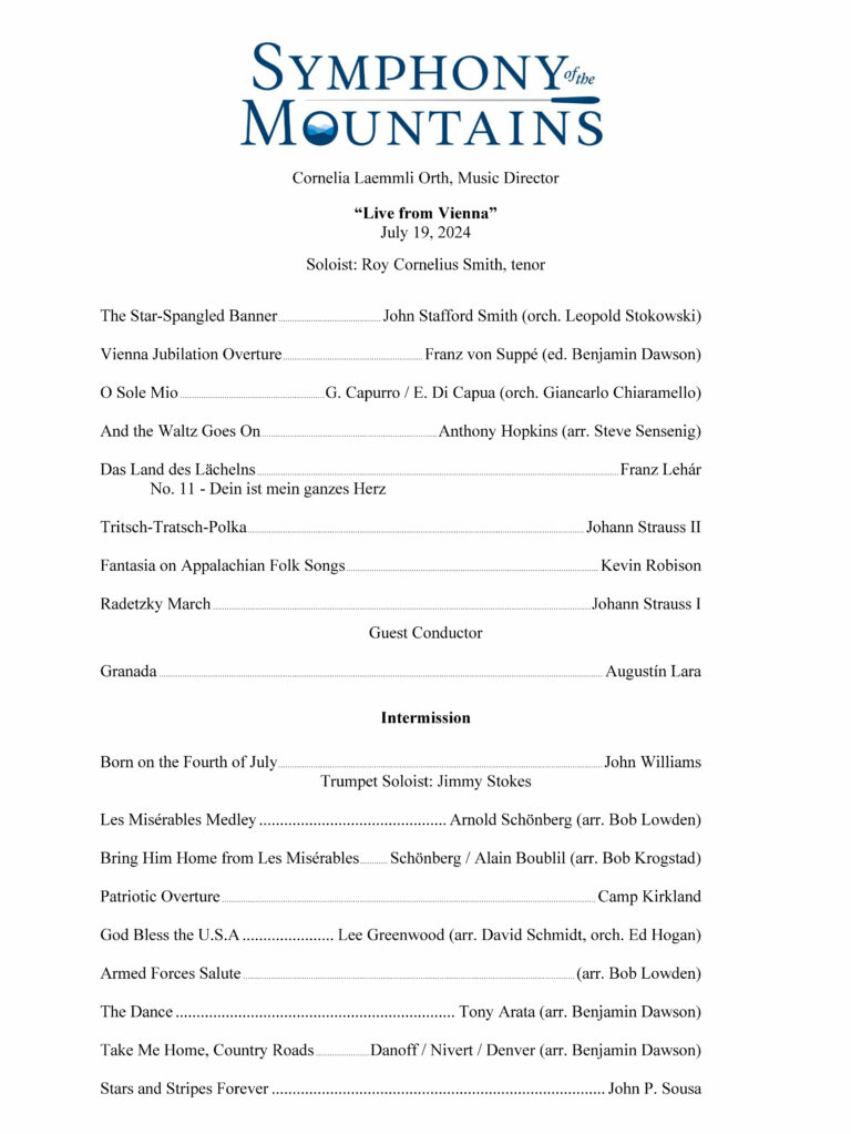 Symphony Program 2024 - Symphony by the Lake